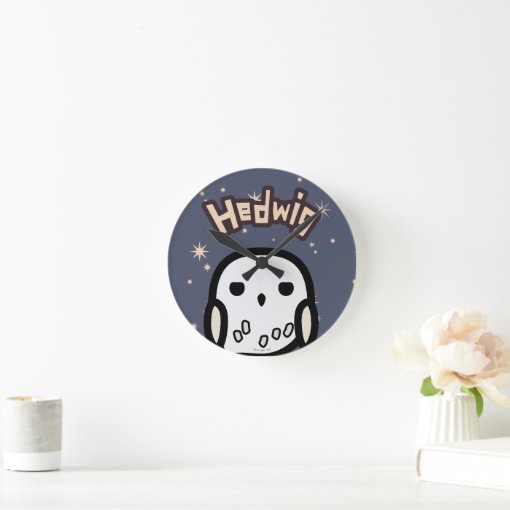 Hedwig Cartoon Character Art Round Clock | Zazzle