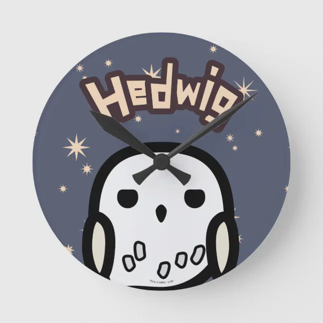 Hedwig Cartoon Character Art Round Clock | Zazzle