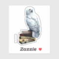 Hedwig on books sticker | Zazzle