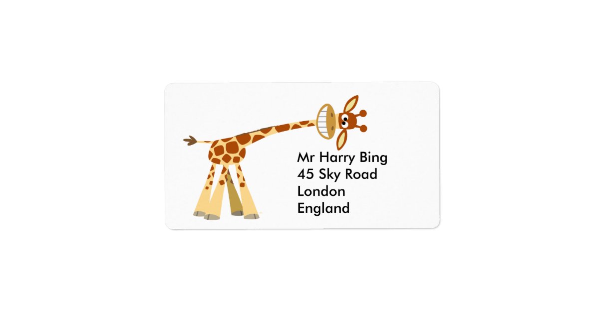 Hee Hee Hee!! cartoon giraffe Label | Zazzle