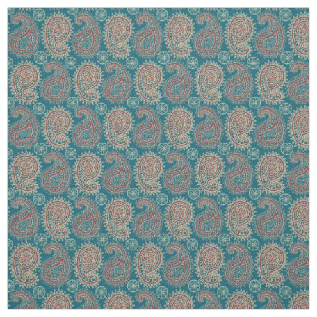 Paisley pattern, Dark Red, Pink and White Fabric | Zazzle
