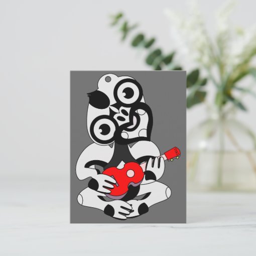 Hei Tiki Ukulele Postcard blacks | Zazzle