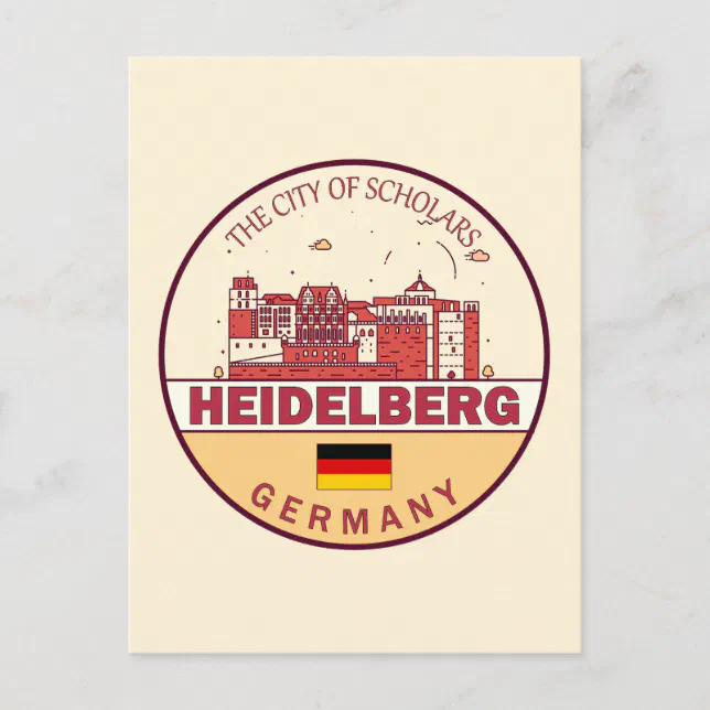 Heidelberg Germany City Skyline Emblem Postcard | Zazzle