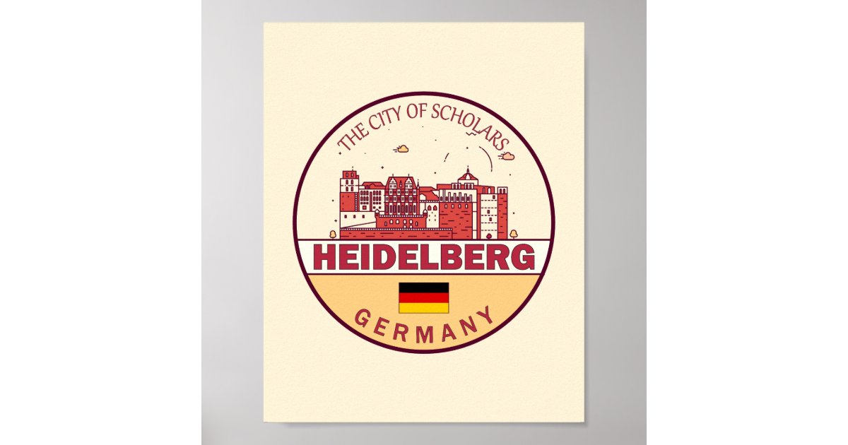 Heidelberg Germany City Skyline Emblem Poster | Zazzle