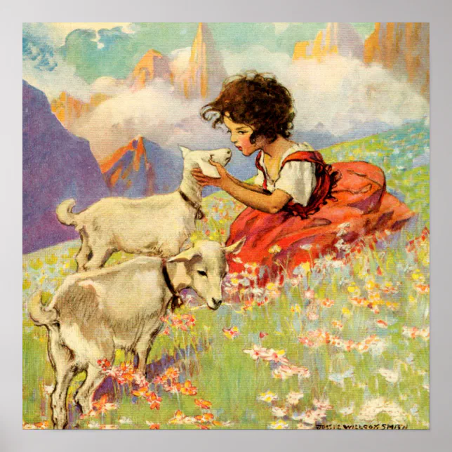 "Heidi and Her Goats" by Jessie Willcox Smith Poster | Zazzle
