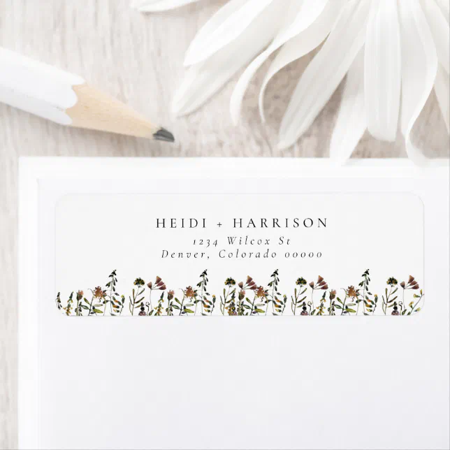 HEIDI Bohemian Watercolor Wildflower Address Label | Zazzle