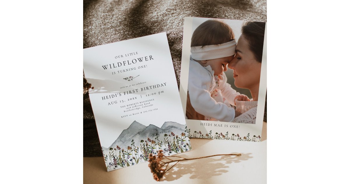 HEIDI Bohemian Wildflower First Birthday Party Invitation | Zazzle