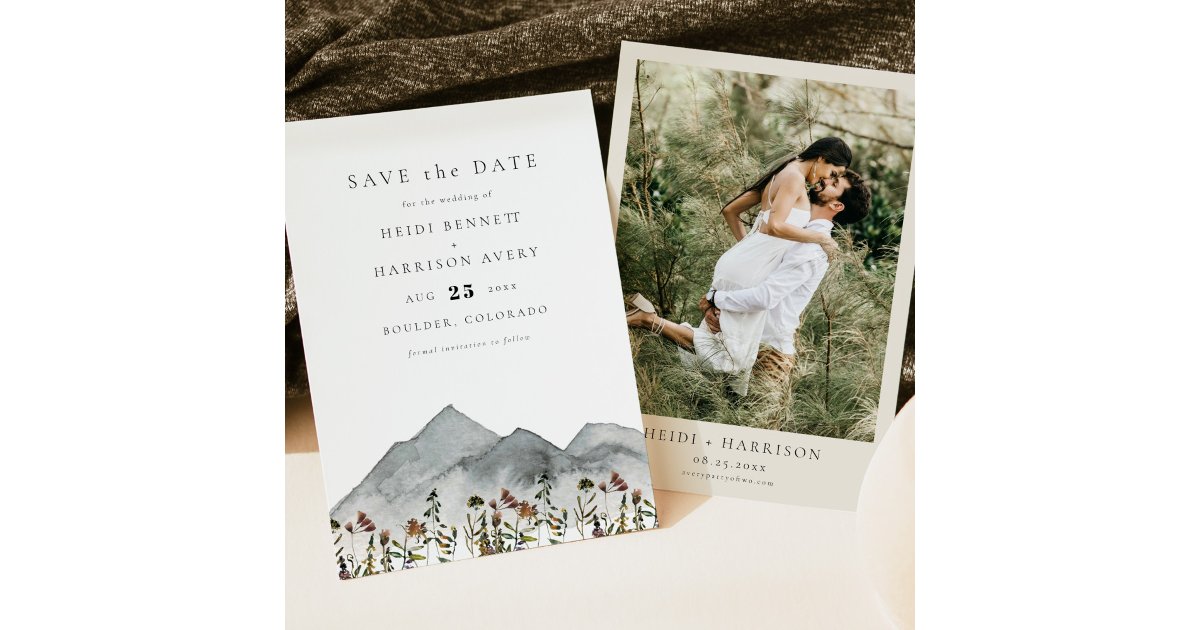HEIDI Boho Mountain Wildflower Photo Save the Date Invitation | Zazzle