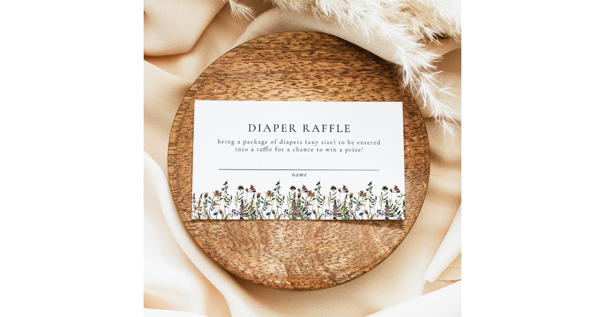 HEIDI Boho Wildflower Baby Shower Diaper Raffle Place Card | Zazzle