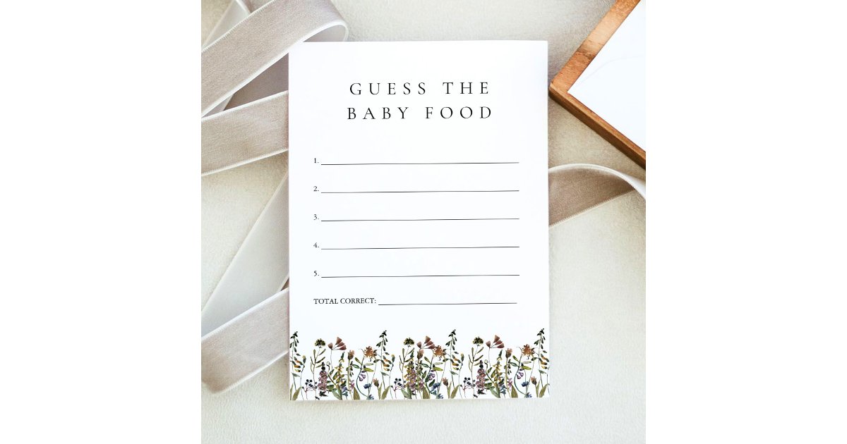 HEIDI Boho Wildflower Guess the Baby Food Game Invitation | Zazzle