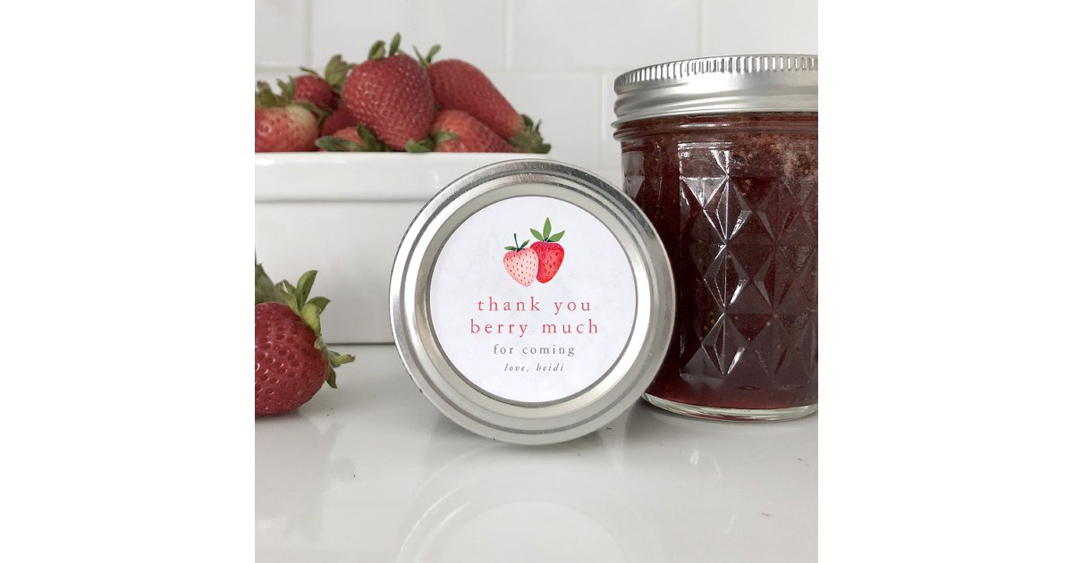 HEIDI Cute Strawberry Thank You Berry Much Favor Classic Round Sticker ...