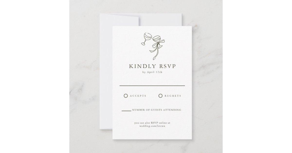 HEIDI Olive Green Wedding RSVP Card | Zazzle