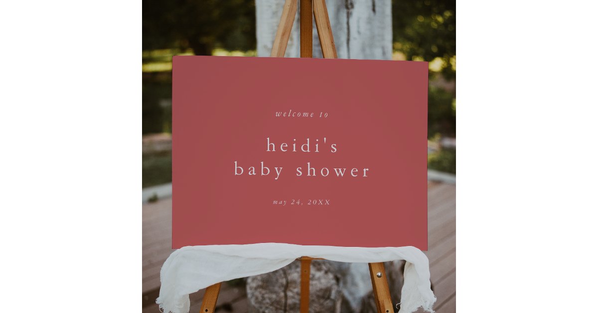 HEIDI Red Summer Simple Baby Shower Welcome Sign | Zazzle
