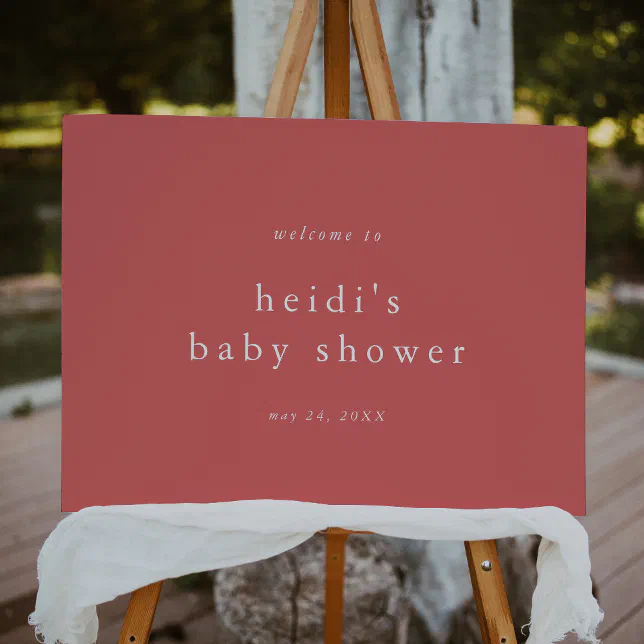 HEIDI Red Summer Simple Baby Shower Welcome Sign | Zazzle