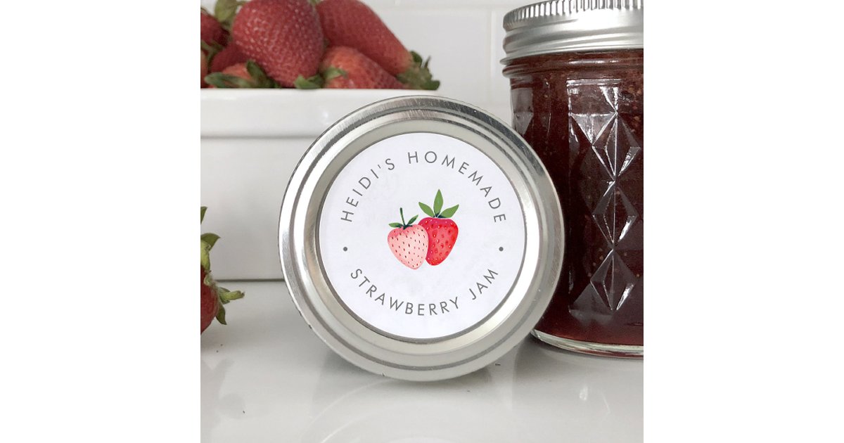 HEIDI Simple Summer Boho Homemade Strawberry Jam Classic Round Sticker ...