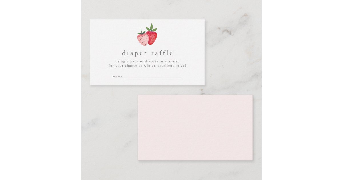 HEIDI Strawberry Girl Baby Shower Diaper Raffle Enclosure Card | Zazzle