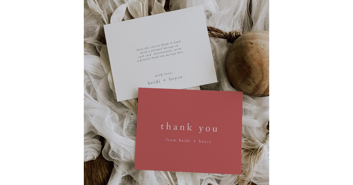 HEIDI Unique Red Summer Minimalist Modern Simple Thank You Card | Zazzle