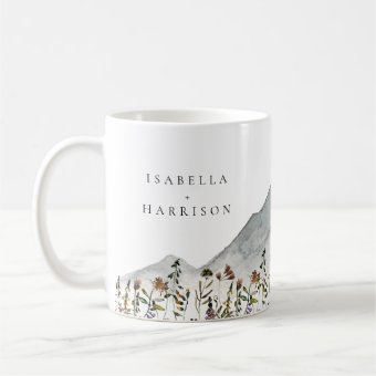 HEIDI Watercolor Wildflower Mountain Wedding Gift Coffee Mug | Zazzle