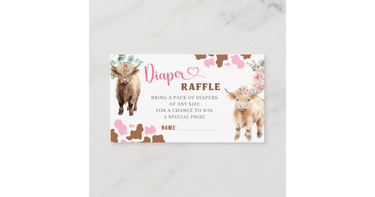 Heifer or Bull Cow Gender Reveal Diaper Raffle Enclosure Card | Zazzle