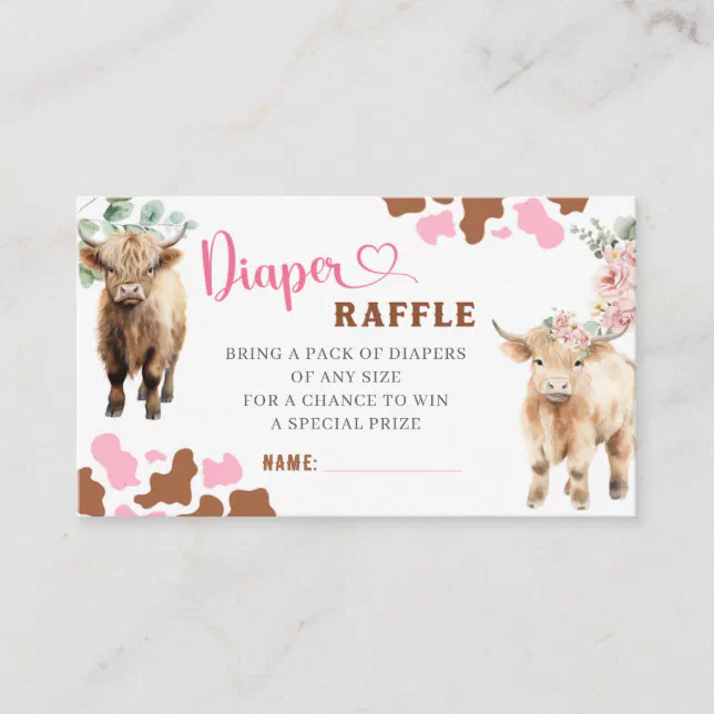 Heifer or Bull Cow Gender Reveal Diaper Raffle Enclosure Card | Zazzle