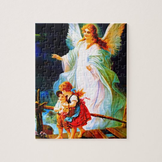 Heiliger Schutzengel Guardian Angel and Children Jigsaw Puzzle | Zazzle.com