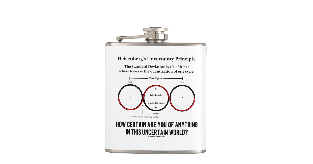 Heisenberg's Uncertainty Principle Physics Humor Flask | Zazzle