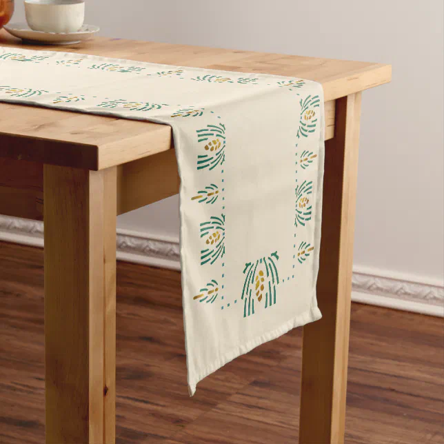 Helen Foster Pine Border Stencil Long Table Runner | Zazzle