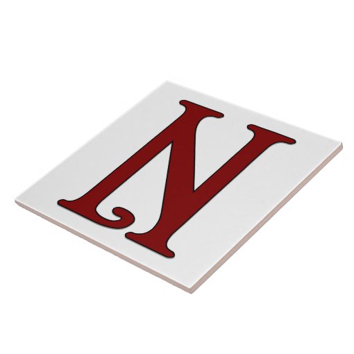 Helena Letter N in Red Monogram Tile | Zazzle