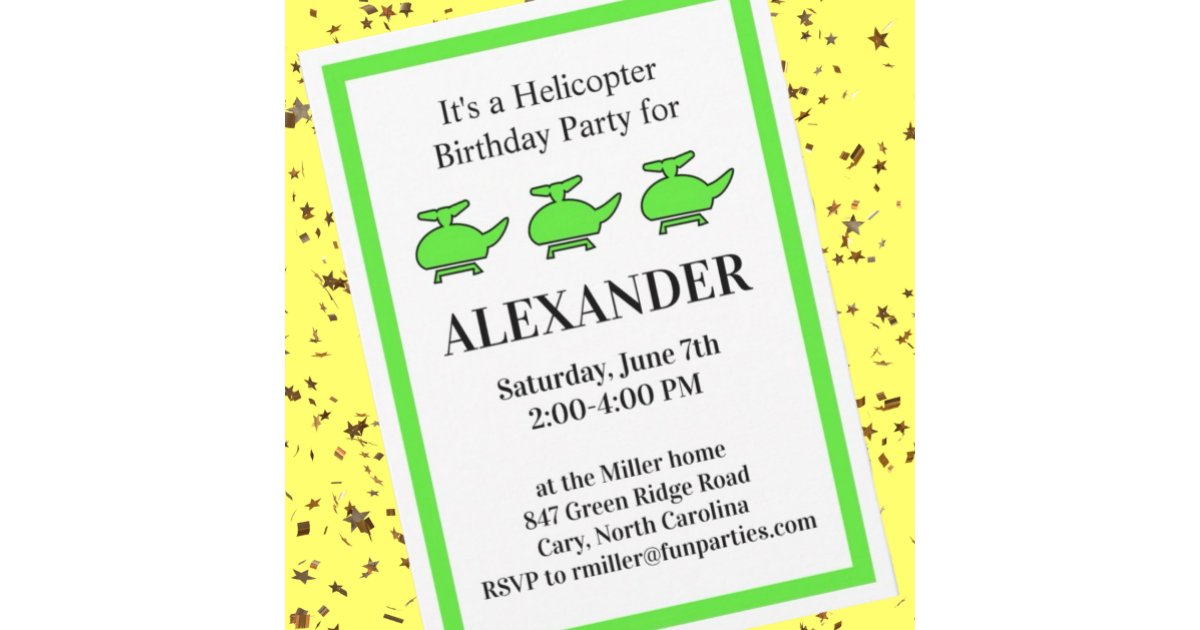 Helicopter Birthday Party Invitation | Zazzle