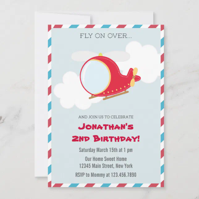 Helicopter Birthday Party Invitation | Zazzle