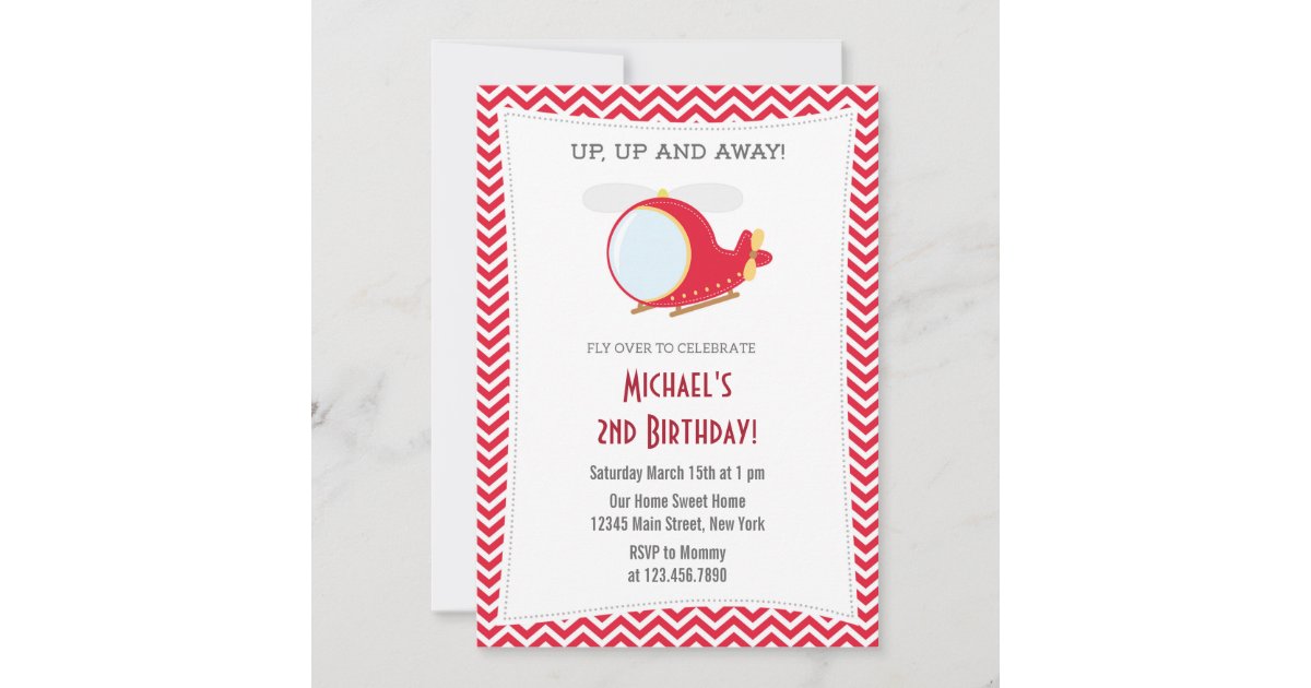 Helicopter Birthday Party Invitation | Zazzle