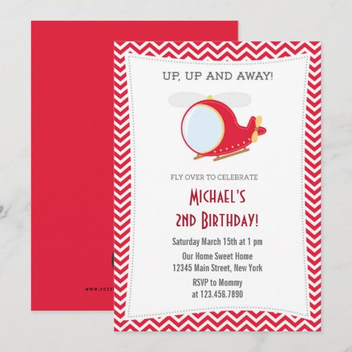 Helicopter Birthday Party Invitation | Zazzle