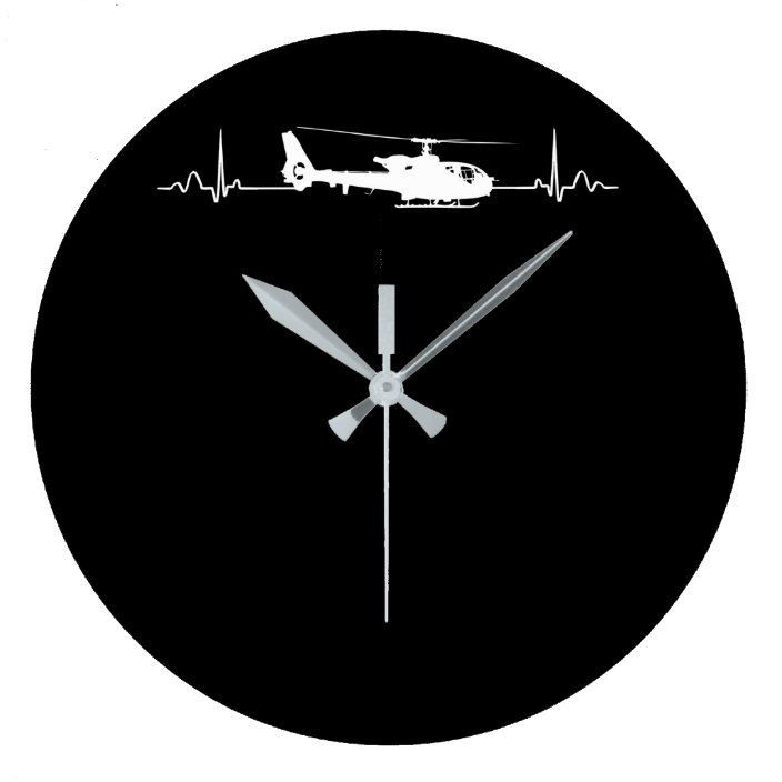 Helicopter Heartbeat for Pilots and Aviators Large Clock | Zazzle.com