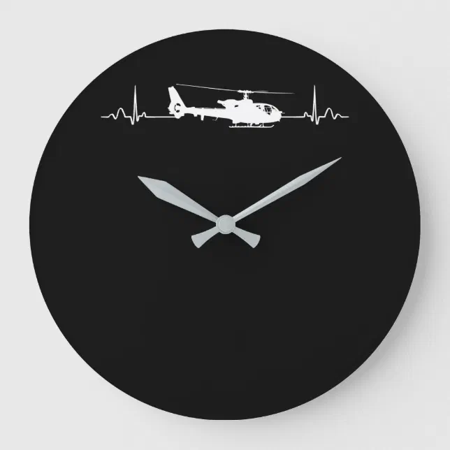 Helicopter Heartbeat for Pilots and Aviators Large Clock | Zazzle