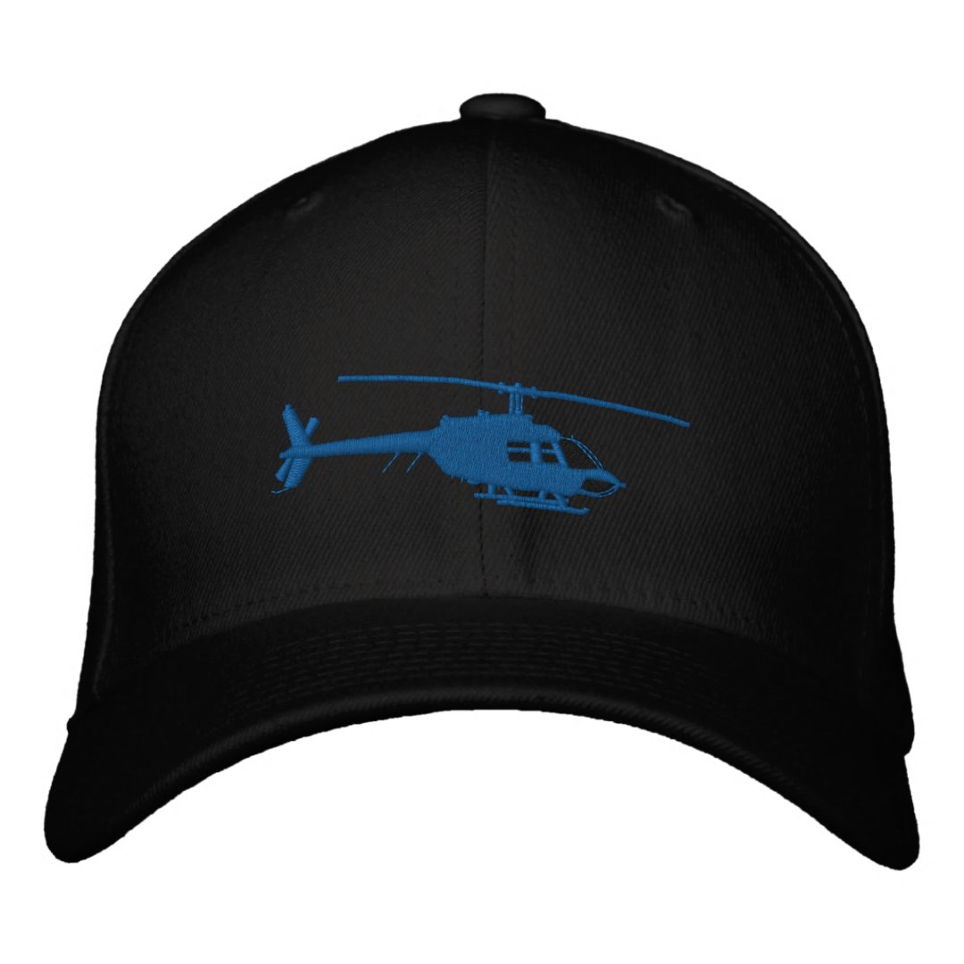 Helicopter Urban Chopper Silhouette Flying Embroidered Baseball Cap ...