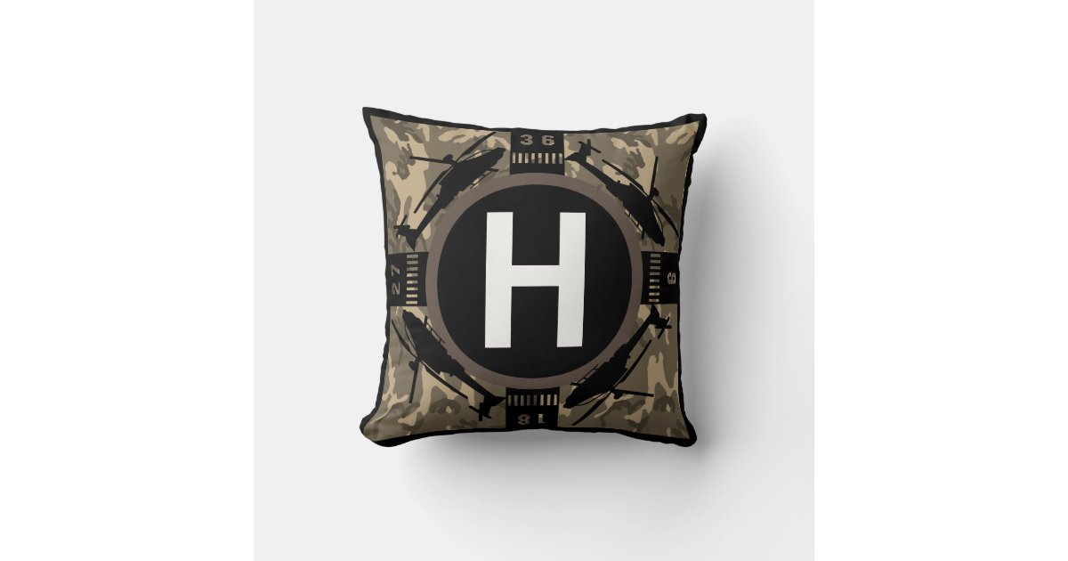 Helipad Helicopter Desert Camo Double Sided Pillow | Zazzle