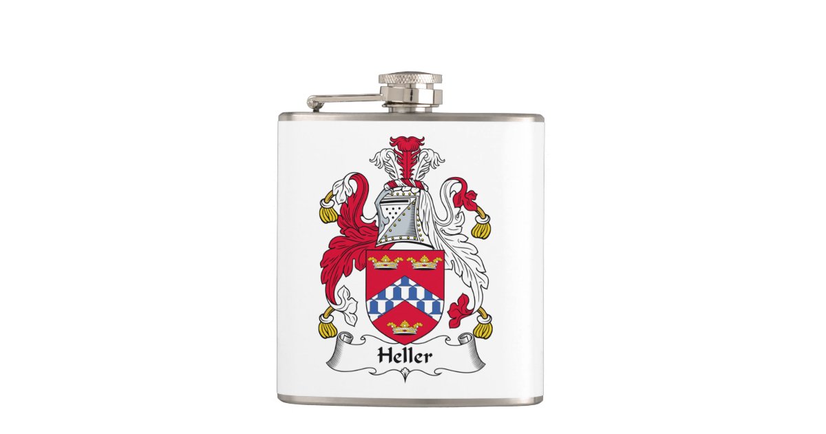 Heller Family Crest Hip Flask | Zazzle