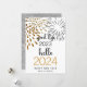 Hello 2024 Gold Glitter Festive Fireworks New Year Holiday Card | Zazzle