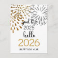 Hello 2024 Gold Glitter New Year Festive Fireworks Postcard | Zazzle