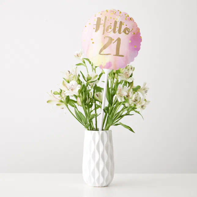 Hello 21 Pink Confetti 21st Birthday Balloon | Zazzle