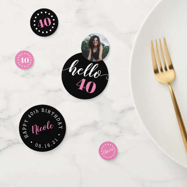 Hello 40 | Milestone Birthday Custom Party Confetti | Zazzle