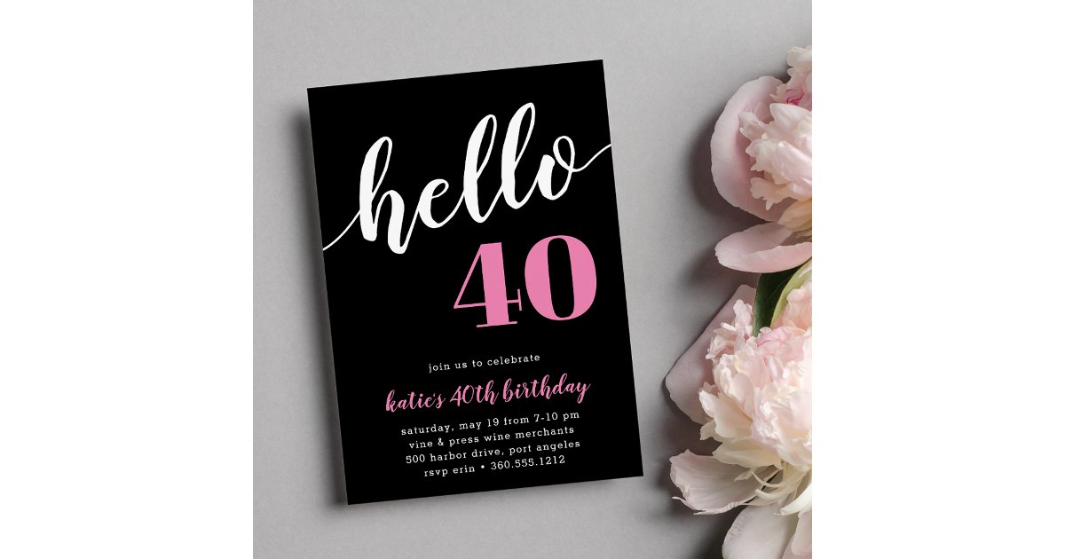 Hello 40 | Milestone Birthday Party Invitation | Zazzle