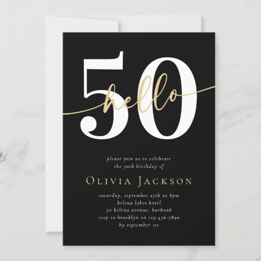Hello 50 Fiftieth Birthday Party Invitation | Zazzle