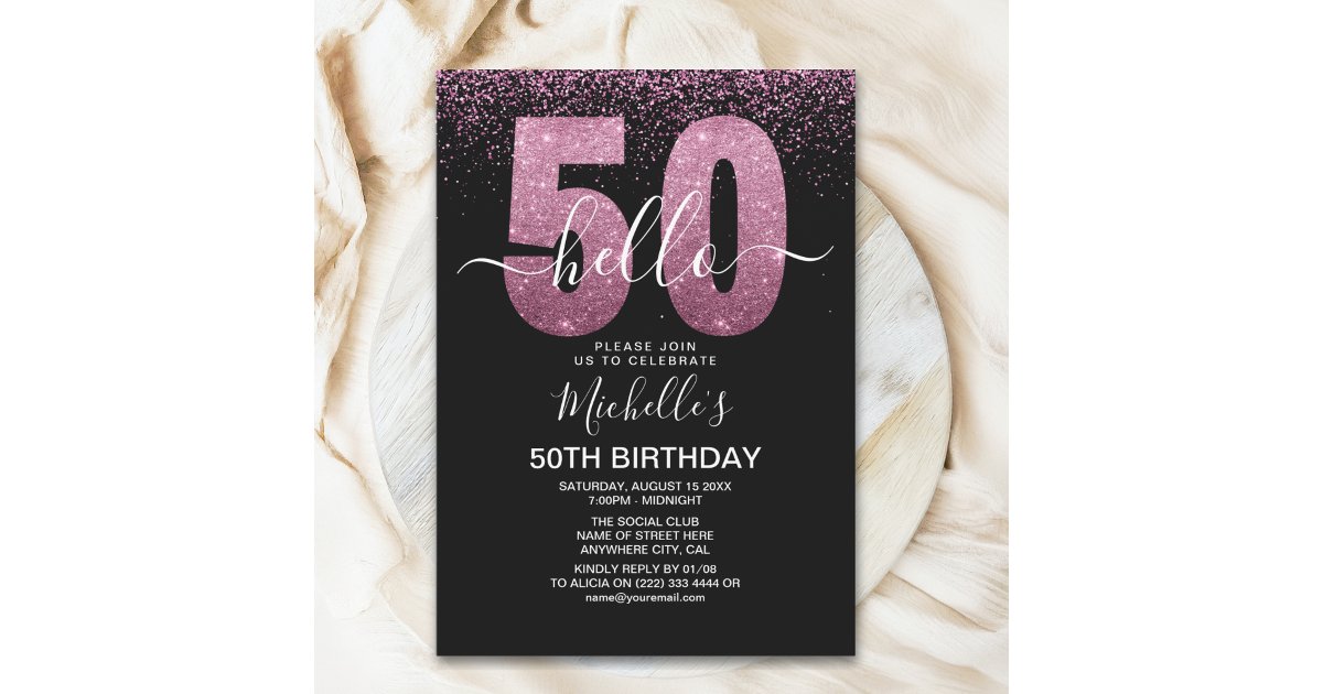 Hello 50 - Modern 50th birthday Women's Invitation | Zazzle