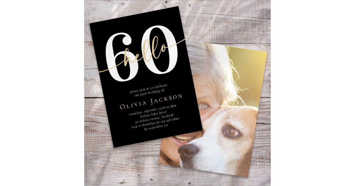 Hello 60 Sixtieth Birthday Party Invitation | Zazzle