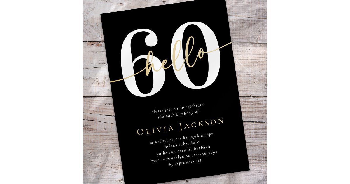 Hello 60 Sixtieth Birthday Party Invitation | Zazzle