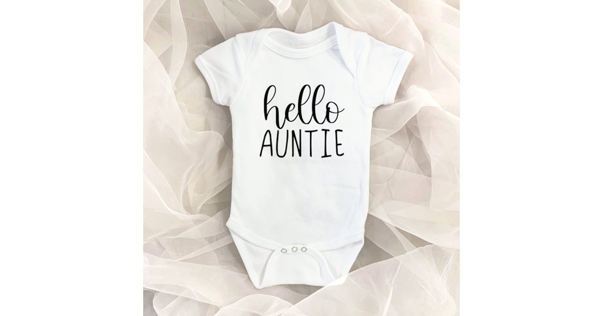Hello Auntie Pregnancy Announcement Aunt Baby Bodysuit | Zazzle