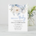 Hello Baby Blue Floral Baby Shower Invitation | Zazzle
