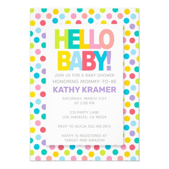 HELLO BABY! Colorful Baby Shower Invitation | Zazzle.com