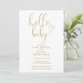 Hello Baby Gold Script Heart Photo Baby Shower Invitation | Zazzle